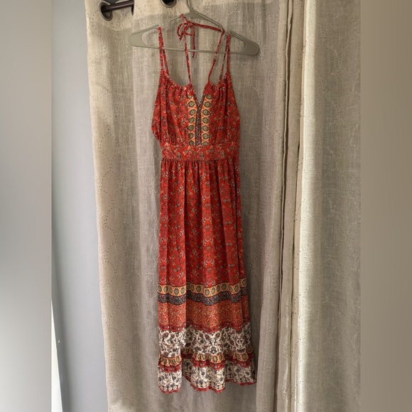 Angie | Dresses | Angie Red Strapoy Flowing Tiered Bottom Design Maxi ...